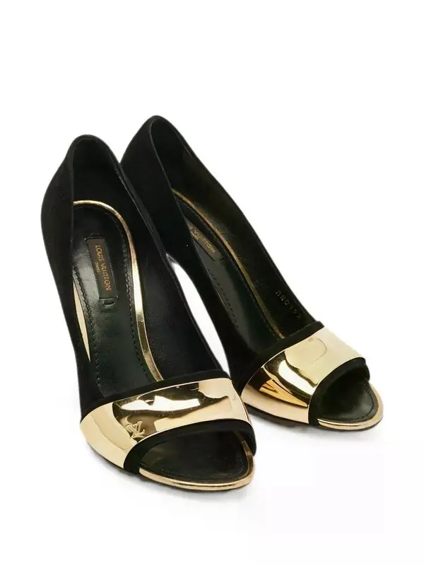 LOUIS VUITTON Peep-toe Pumps With Metal Plate Detail