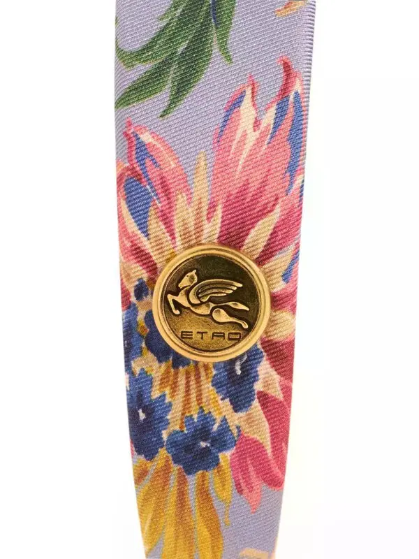 Etro Silk Hair Band With Floral Motif - Purple