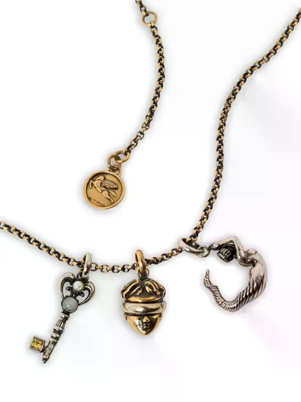 Etro Three-charm Necklace In Brass