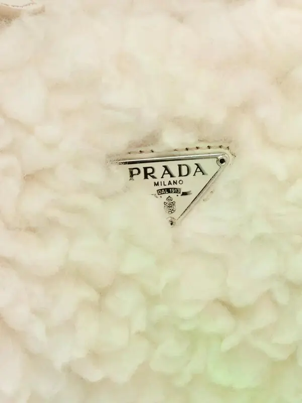 Prada Re-edition 2000 Shearling Shoulder Bag - White
