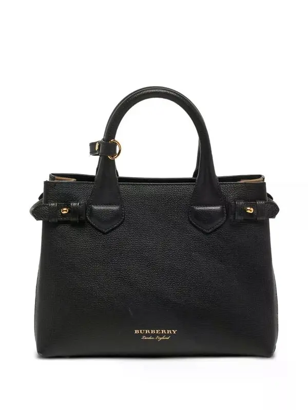 Burberry Small Banner Leather Tote Bag - Black