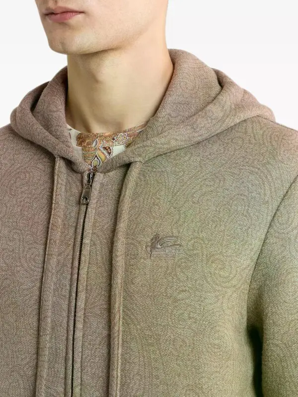 Etro Knit Jacquard Hooded Sweatshirt With Arnica Motif
