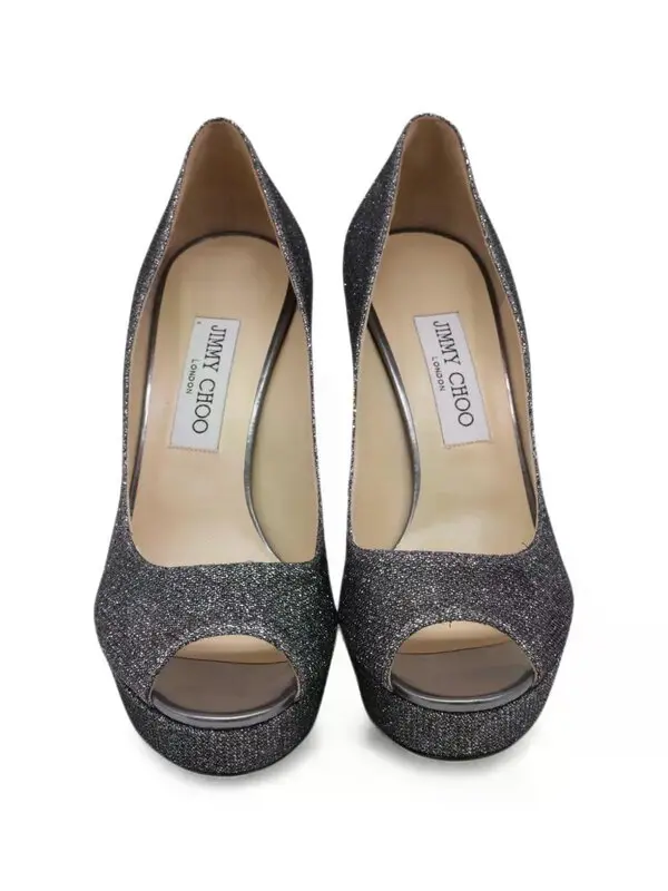 JIMMY CHOO Glitter Peep-toe Pumps