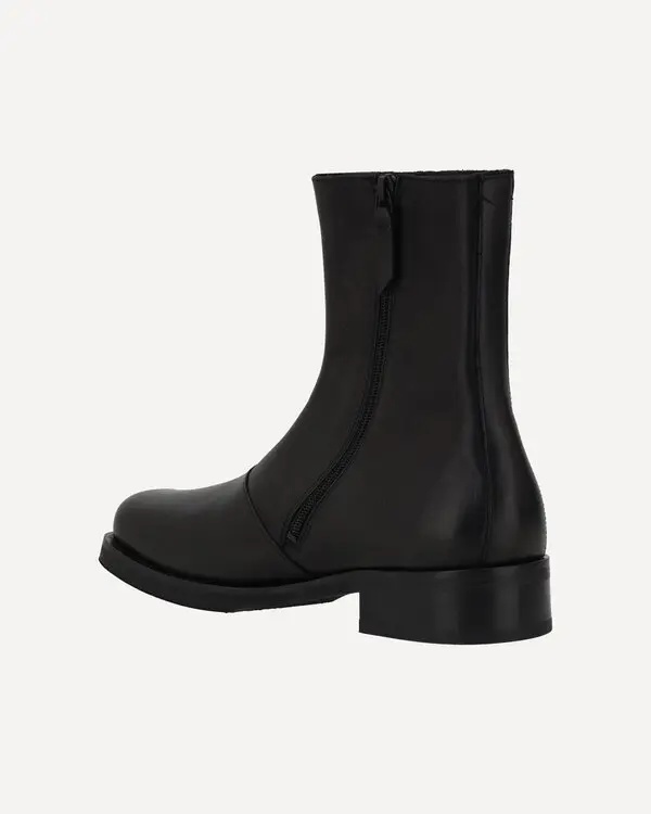 Our Legacy Camion Leather Ankle Boots With Block Heel And Side Zip