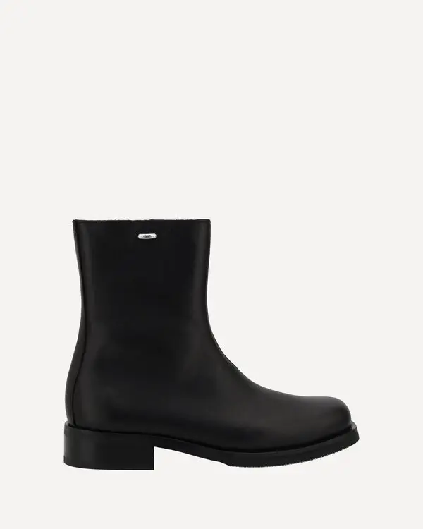 Our Legacy Camion Leather Ankle Boots With Block Heel And Side Zip - Black