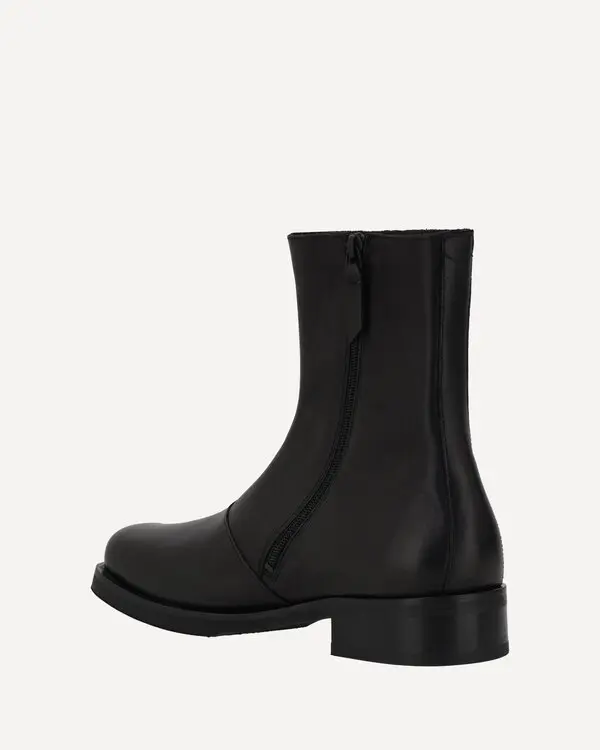 Our Legacy Camion Leather Ankle Boots With Block Heel And Side Zip