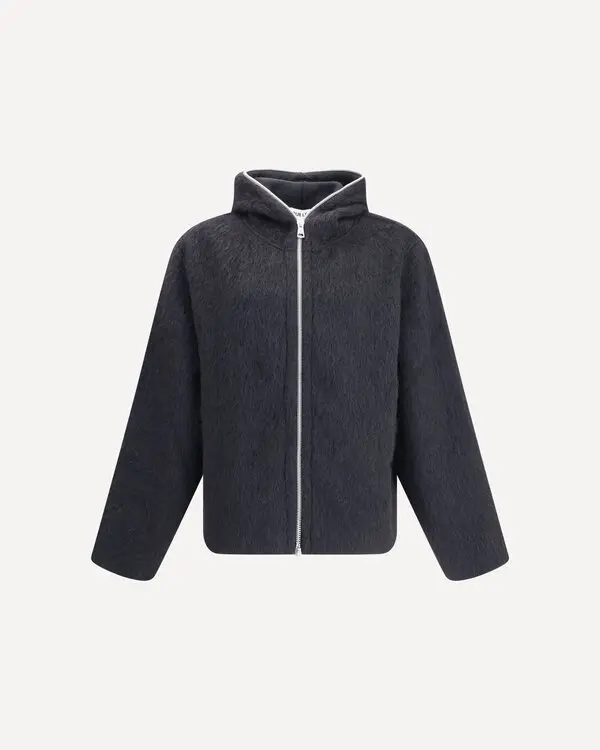 Our Legacy Zip-up Furry Effect Hooded Sweater - Black