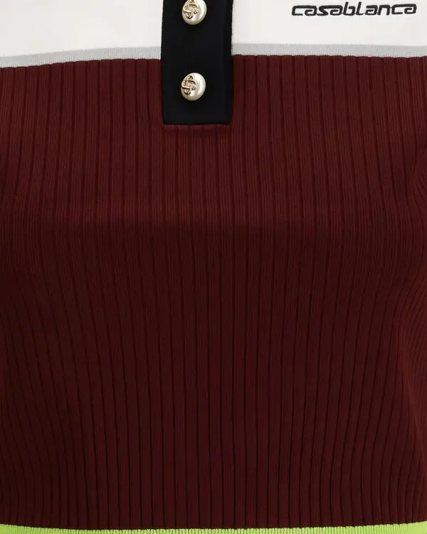 Casablanca Striped Knit Polo Shirt