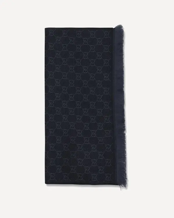 Gucci Gg Supreme Embroidered Wool Scarf - Black