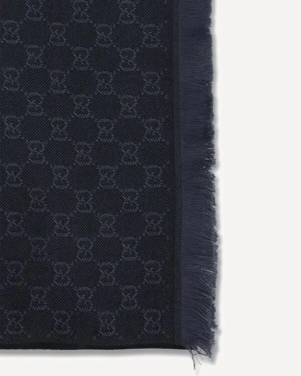 Gucci Gg Supreme Embroidered Wool Scarf - Black