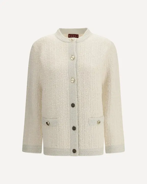 Gucci Bouclé Lamé Wool Cardigan