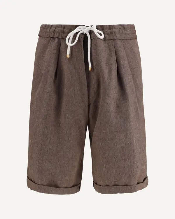 Brunello Cucinelli Linen And Virgin Wool Chevron Bermuda Shorts