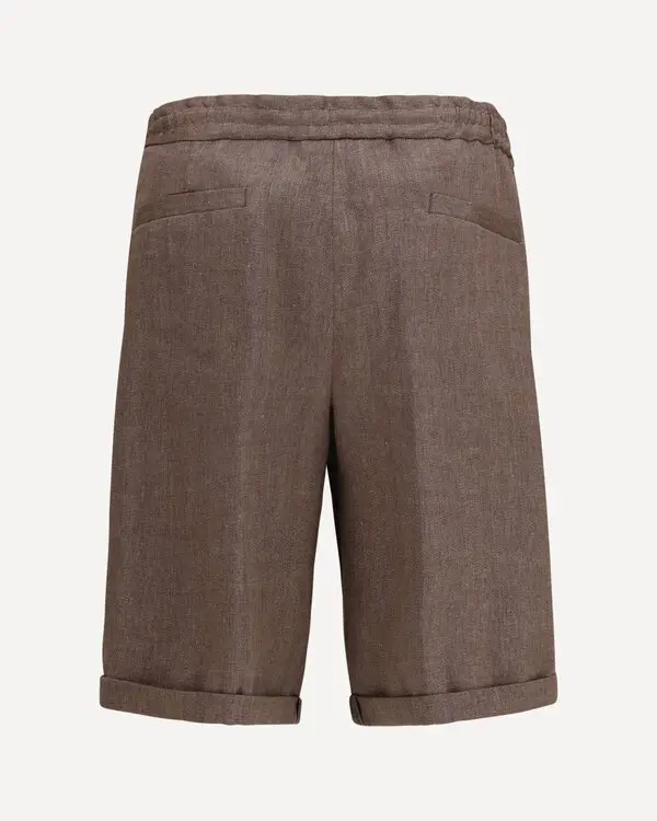 Brunello Cucinelli Linen And Virgin Wool Chevron Bermuda Shorts