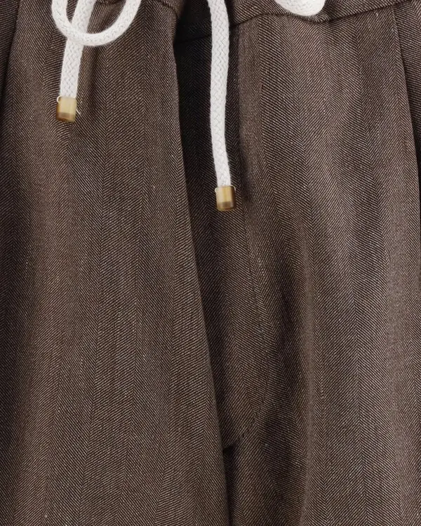 Brunello Cucinelli Linen And Virgin Wool Chevron Bermuda Shorts