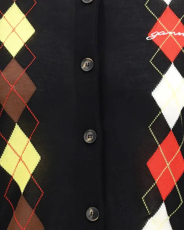 GANNI Diamond-pattern Cardigan