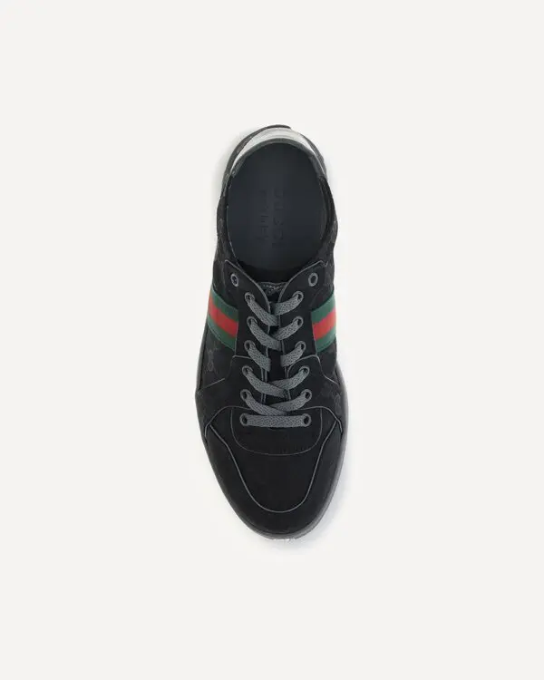 Gucci Stretch Gg Fabric Sneakers With Web Stripe Detail