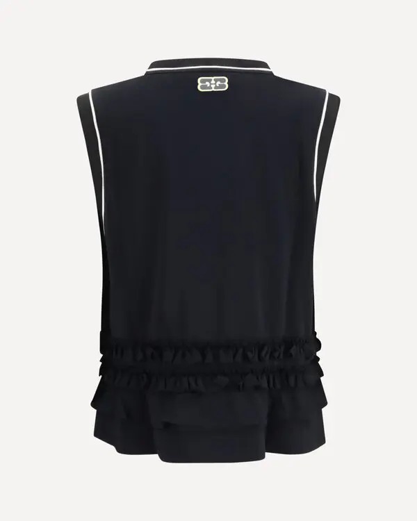 GANNI Cycora Oversized Tank Top With Ruffled He Feale