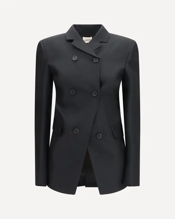 Khaite Rolo Double-breasted Silk And Wool Blazer - Black