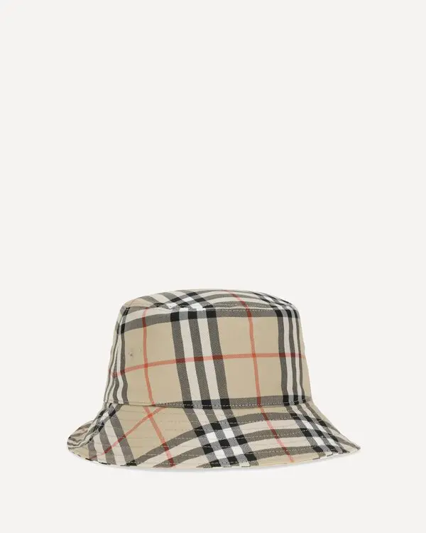 Burberry Check Cotton Bucket Hat - Beige