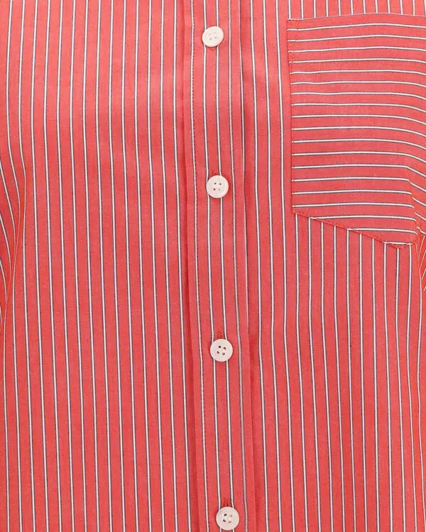 GANNI Striped Cotton Shirt With Balloon Sleeves