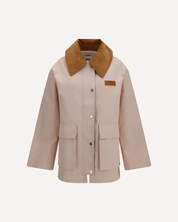 GANNI Twill Jacket With Suede Details