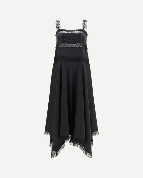 GANNI Silk Maxi Dress With Lace Details