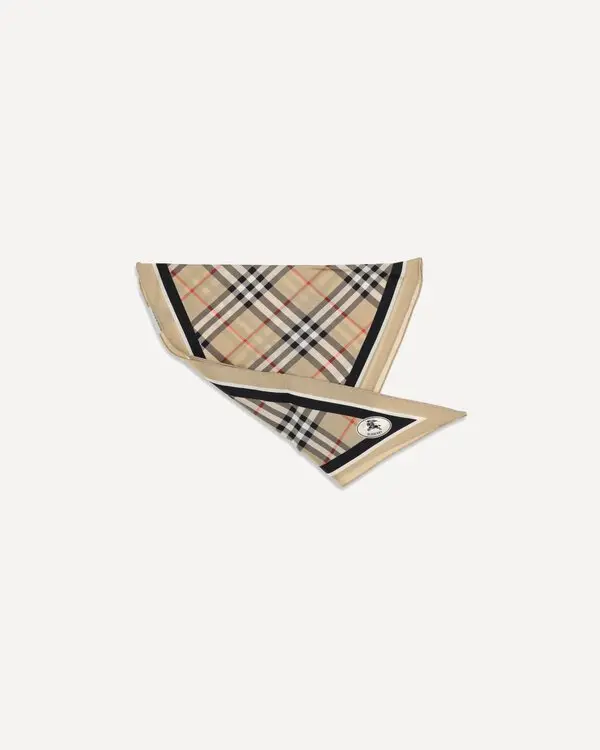 Burberry Check Silk Scarf With Knight Stamp