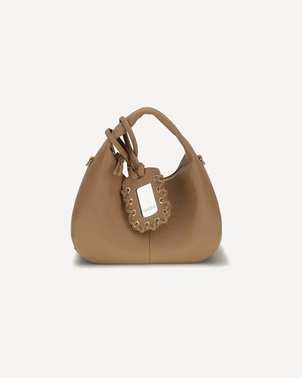 GANNI Textured Hobo Handbag - Beige