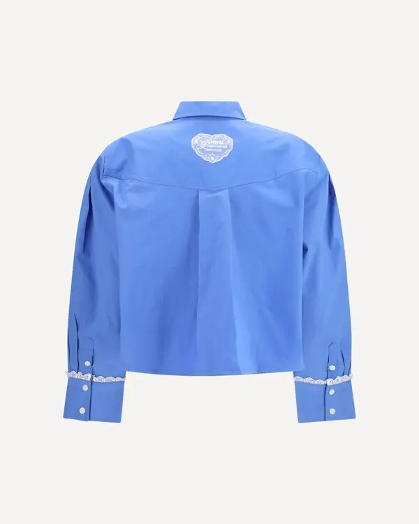 GANNI Cotton Shirt With Lace Details