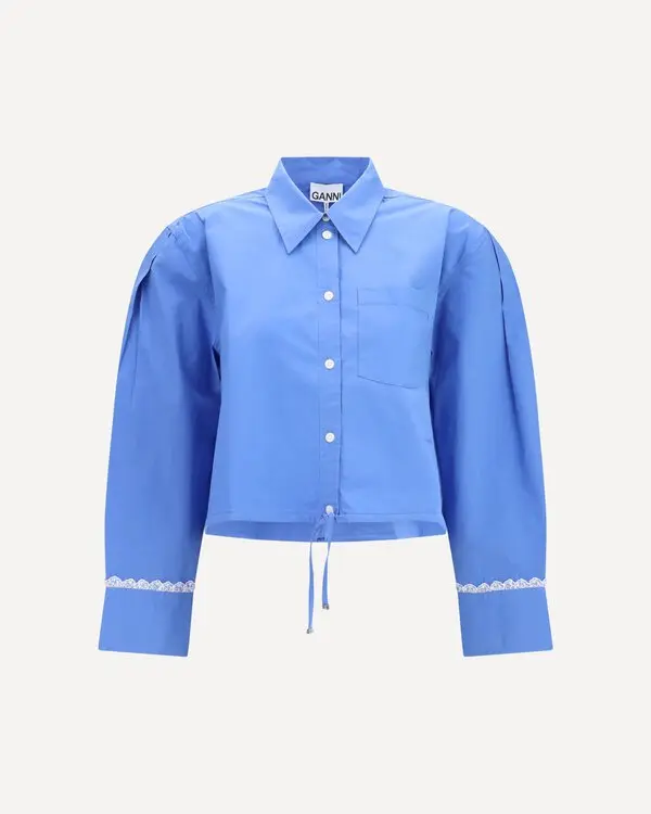 GANNI Cotton Shirt With Lace Details