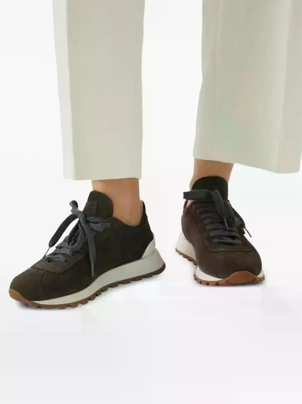 Brunello Cucinelli Monile Embellished Suede Sneakers