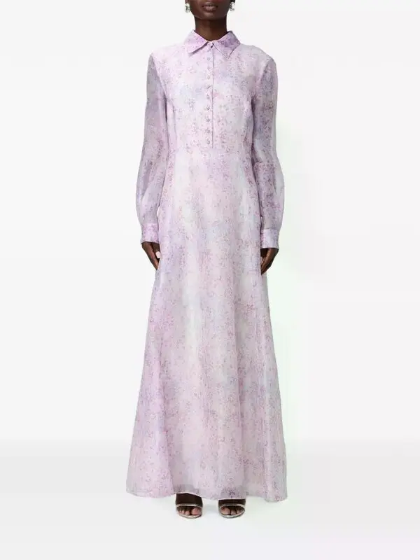 Alberta Ferretti Silk Floral Print Maxi Dress - Pink