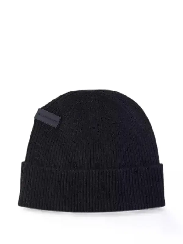 Emporio Armani Ribbed Knit Logo Patch Beanie