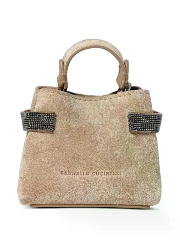 Brunello Cucinelli Micro Essence Suede Tote Bag - Neutrals