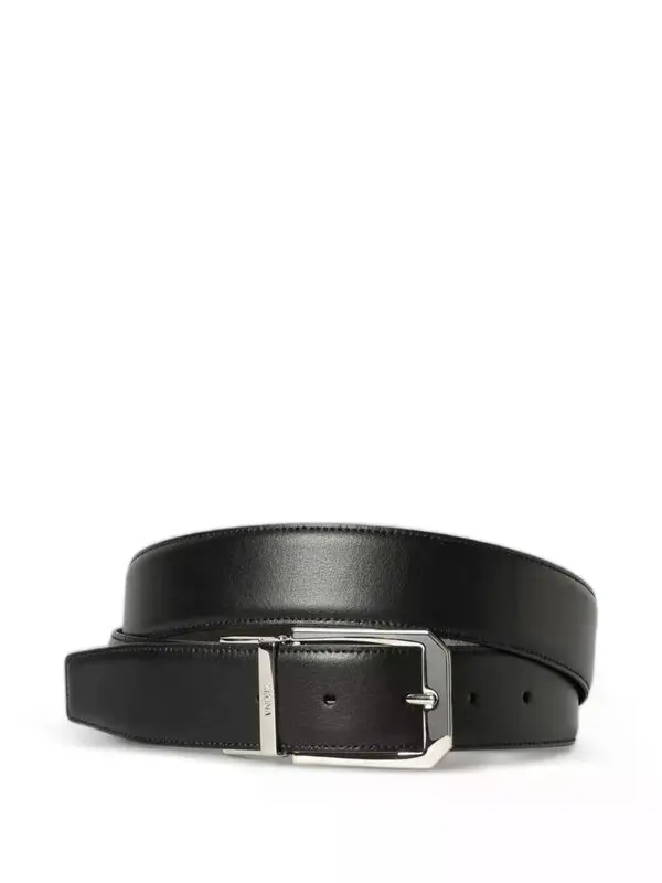 Zegna Reversible Leather Belt With Silver-tone Buckle