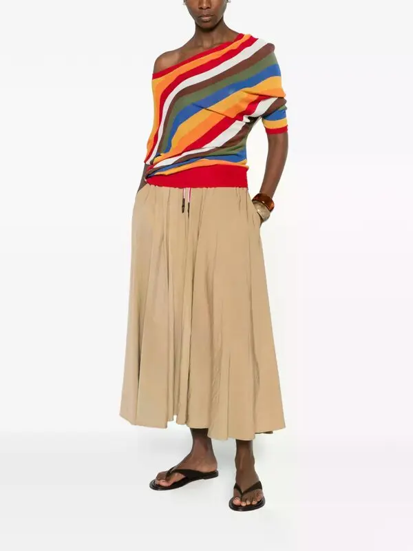 CARLA G. Flared Drawstring Waist Skirt