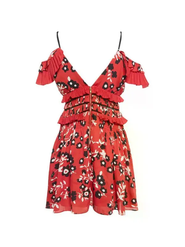 SELF-PORTRAIT Floral Print Ruffled Mini Dress