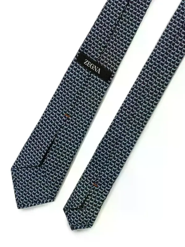 Zegna Printed Silk Neck Tie
