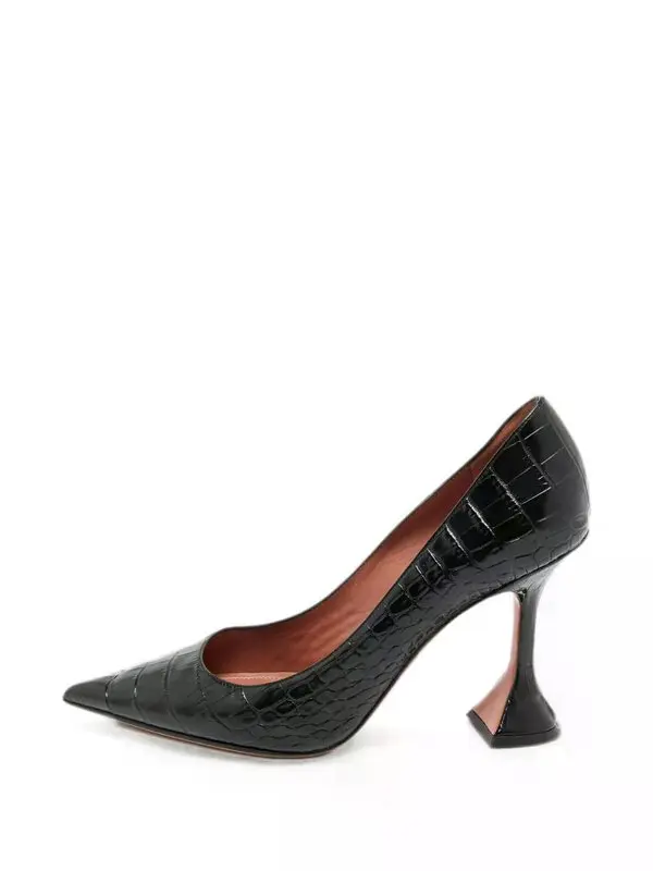 Amina Muaddi Croc-embossed Pumps - Black