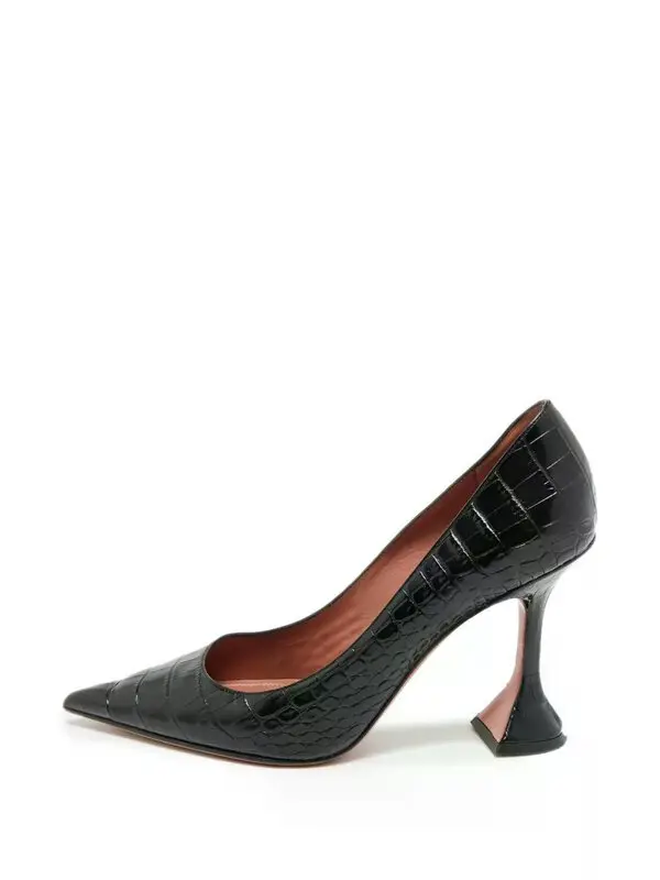 Amina Muaddi Croc-embossed Pumps - Black