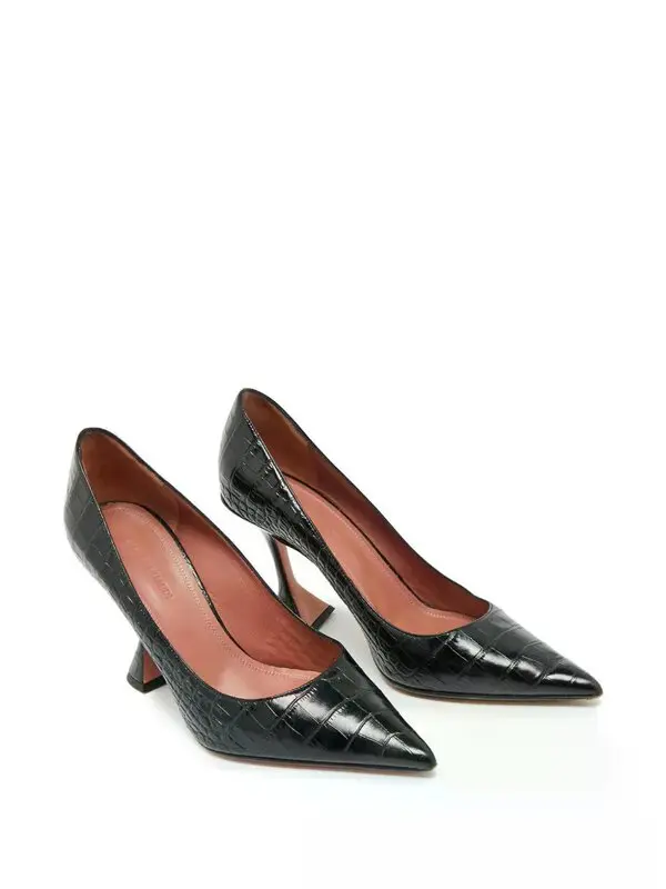 Amina Muaddi Croc-embossed Pumps - Black