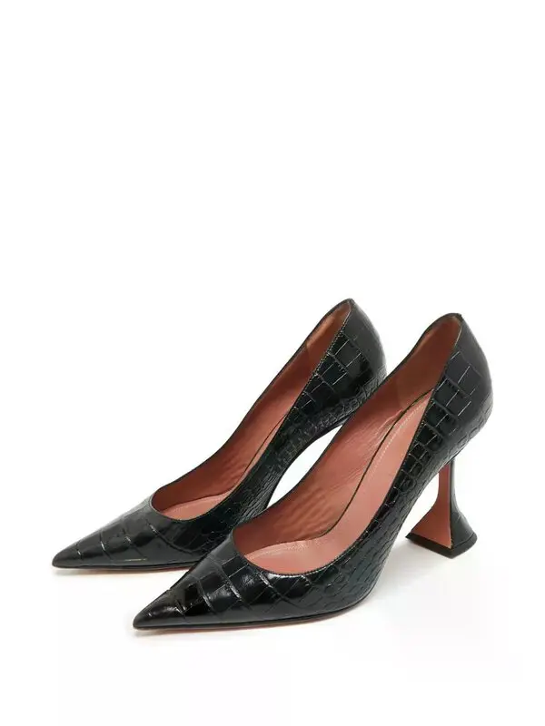 Amina Muaddi Croc-embossed Pumps - Black