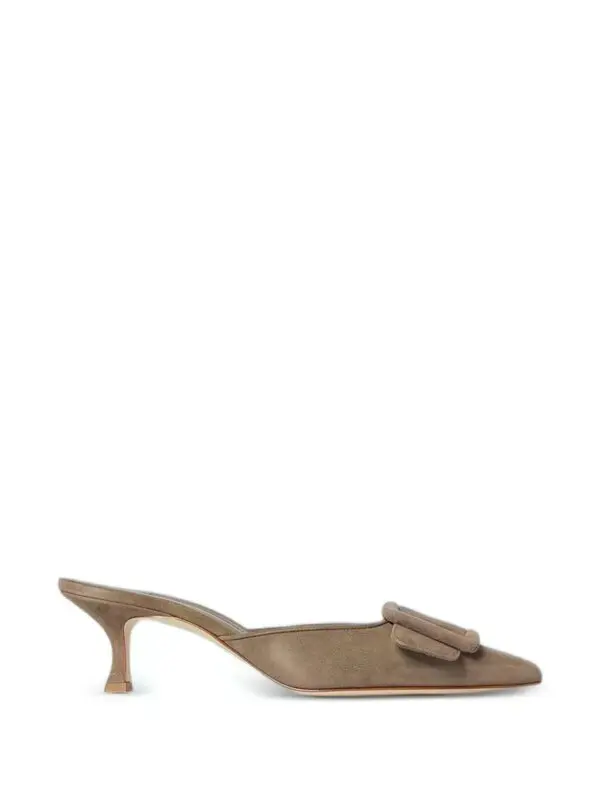 Manolo Blahnik Maysale Suede Mules - Brown