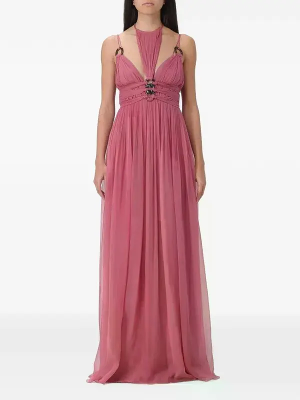 Alberta Ferretti Pleated Ring-detail Dress - Pink