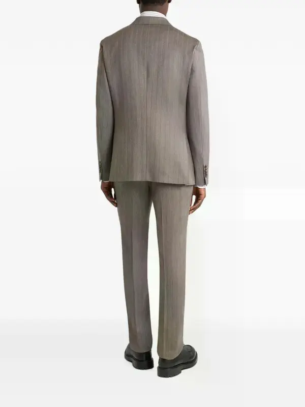 Etro Single-breasted Wool Suit With Chevron Stripes