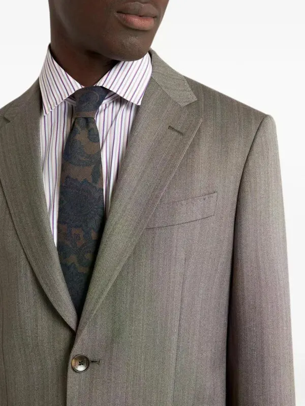Etro Single-breasted Wool Suit With Chevron Stripes