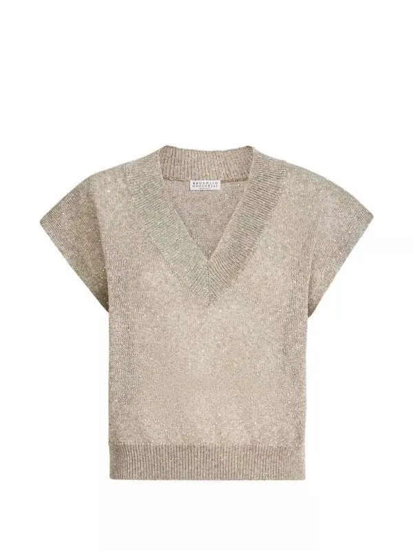 Brunello Cucinelli Embellished V-neck Vest - Neutrals