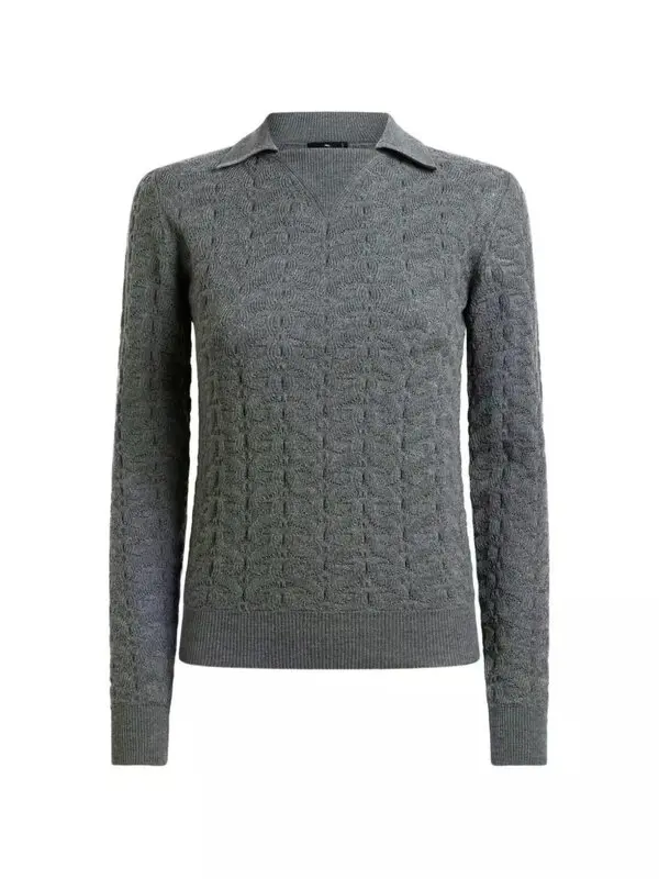 Etro Wool Paisley Cable-knit Sweater - Grey