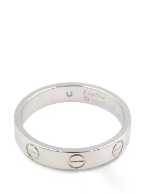 Cartier 18kt White Gold Diamond Engraved Love Ring - Silver