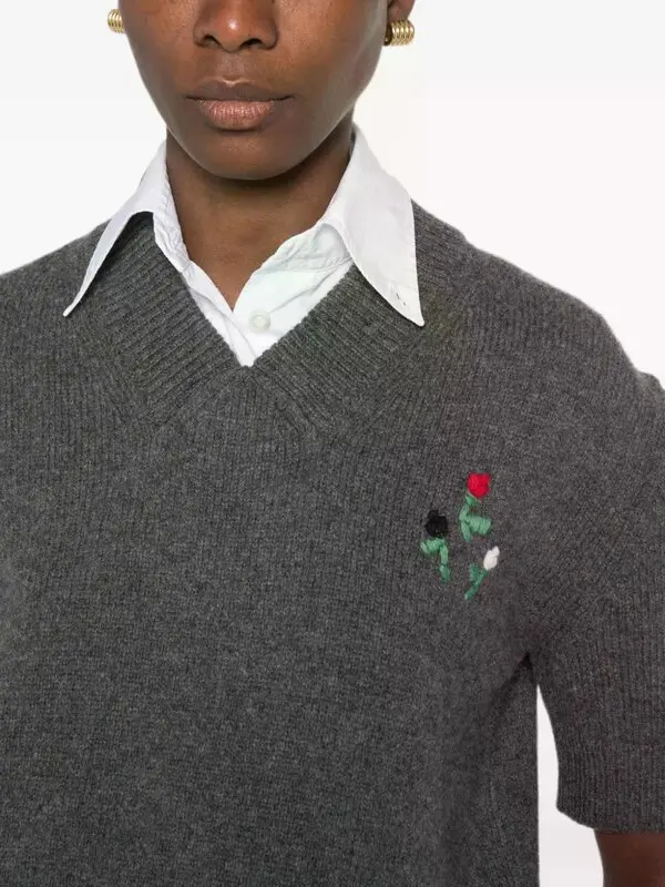 Marni Embroidered V-neck Sweater